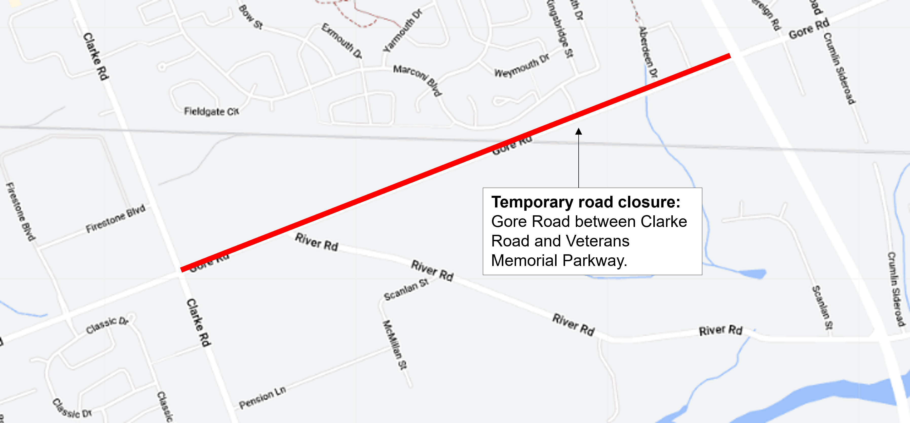 Temporary road closure: Gore Road between Clarke Road and Veterans ...